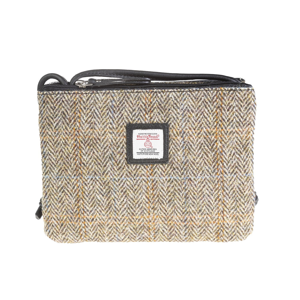 Ht Ladies Cross Body Bag Tan & Brown Herringbone / Black – Marchbrae