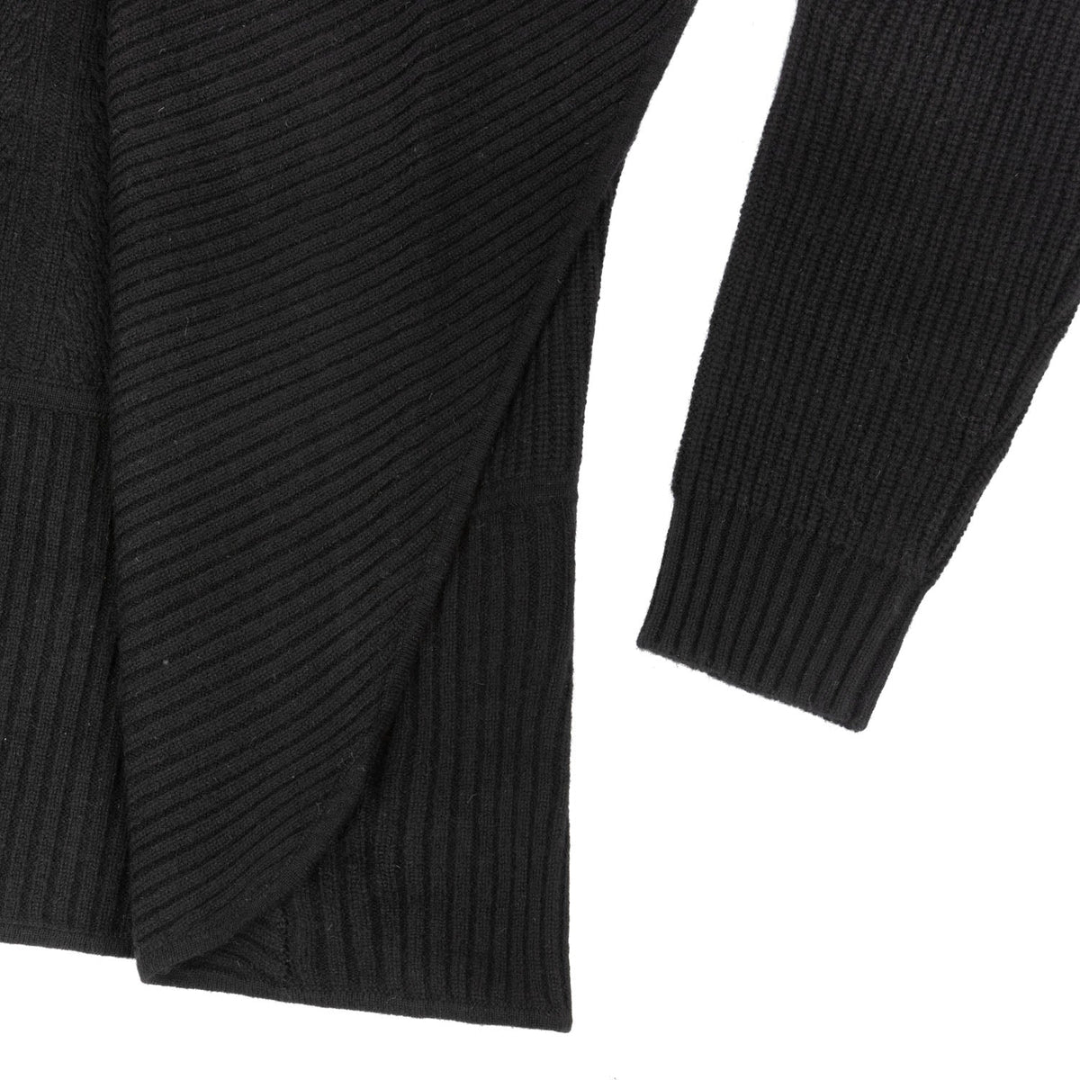 Ladies Cashmere 2 Ply Ribbed Plain Cardigan Black – Marchbrae